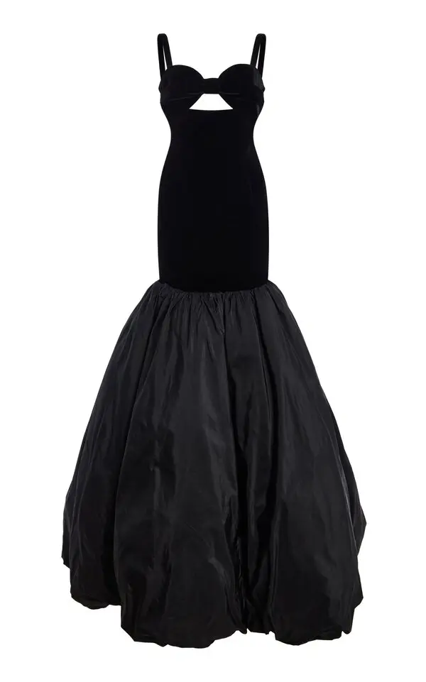THE NEW ARRIVALS ILKYAZ OZEL Stellise Velvet Maxi Gown - Black