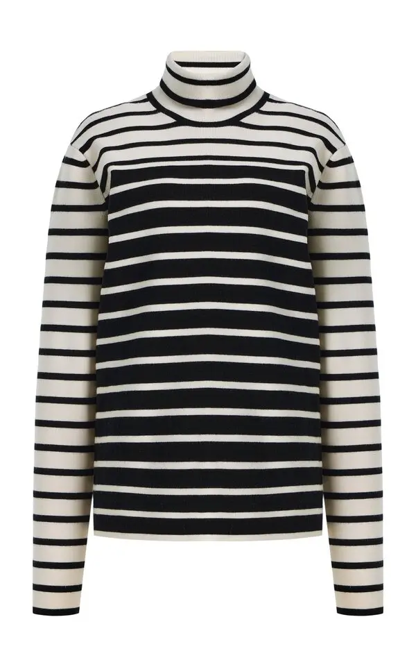 TOTEME Striped Wool Turtleneck Sweater