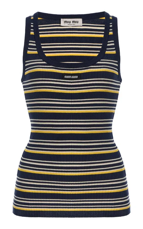 Miu Miu Striped Ribbed Tank Top - Multi