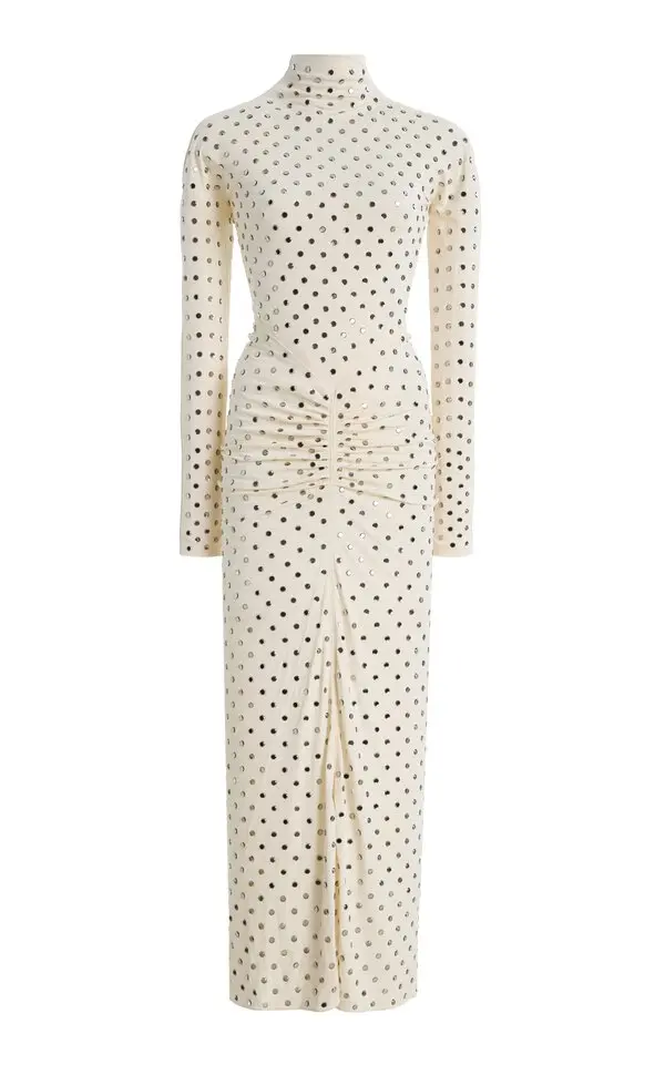 Alaïa Crystal-embellished Georgette Maxi Dress - Neutral