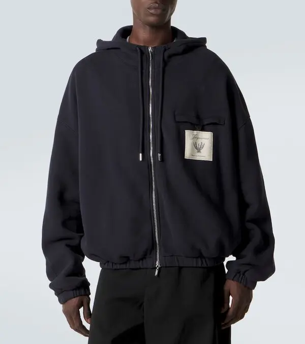 Jacquemus Torneo Cotton Fleece Zip-up Hoodie - Blue