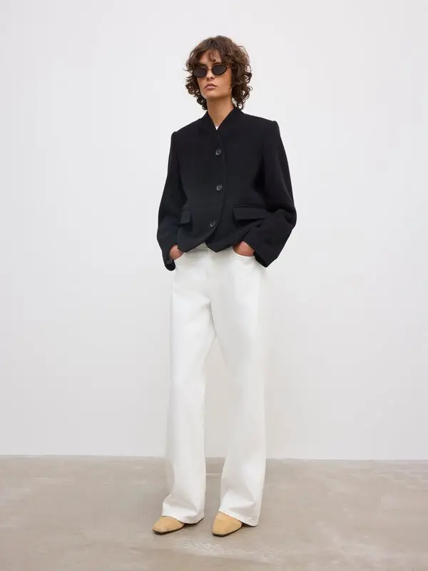 HOUSE OF DAGMAR Stand-collar Curved Wool Jacket
