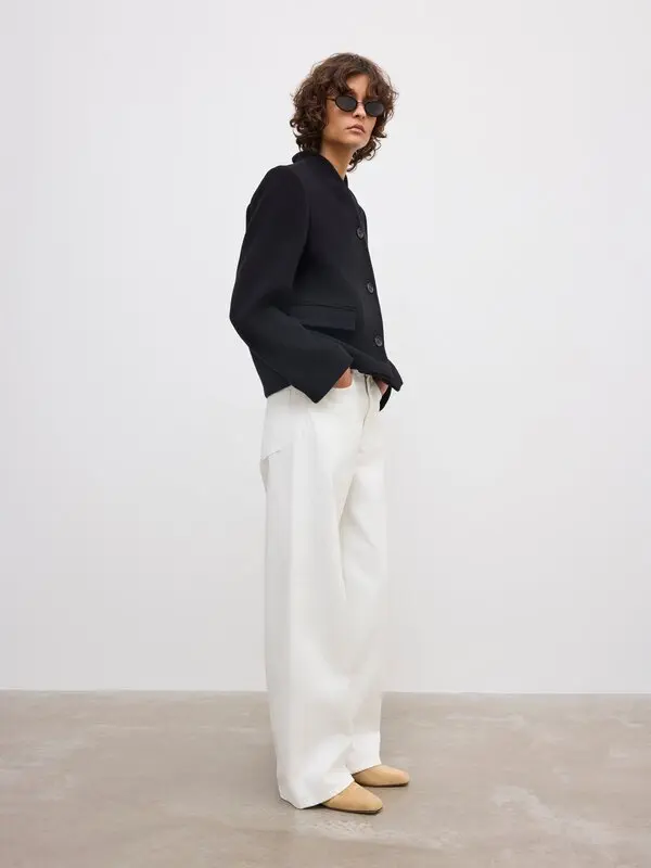 HOUSE OF DAGMAR Stand-collar Curved Wool Jacket