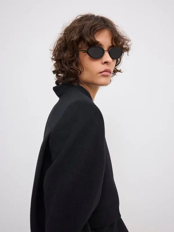 HOUSE OF DAGMAR Stand-collar Curved Wool Jacket