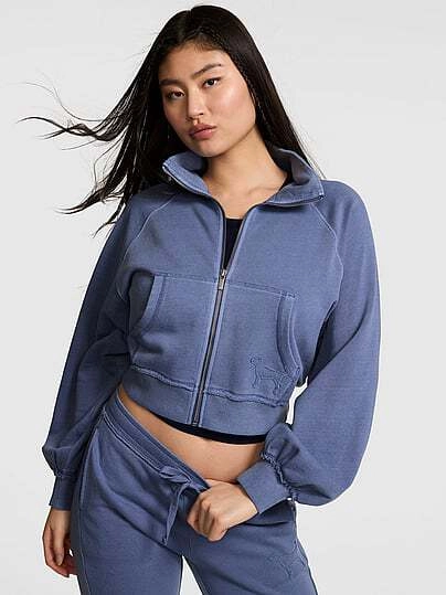 Pink Campus Terry™ Mock-neck Full-zip Sweatshirt - Blue