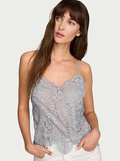 Victoria's Secret Dream Angels Lace Scallop-hem Cami - Grey