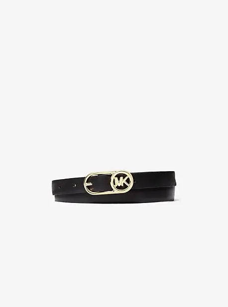 Michael Kors Logo Buckle Leather Belt - Black