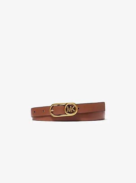 Michael Kors Logo Buckle Leather Belt - Brown