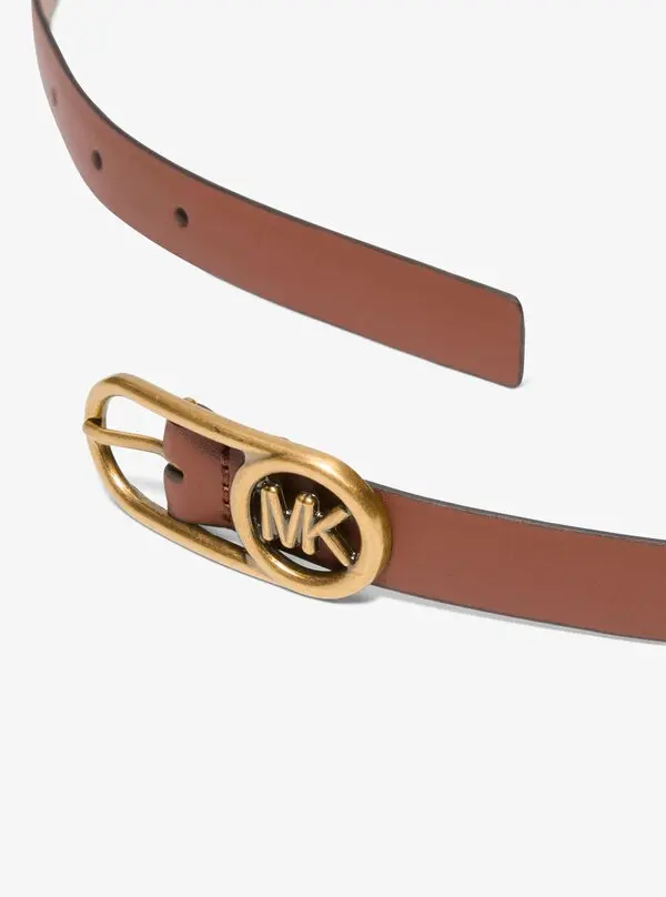 Michael Kors Logo Buckle Leather Belt