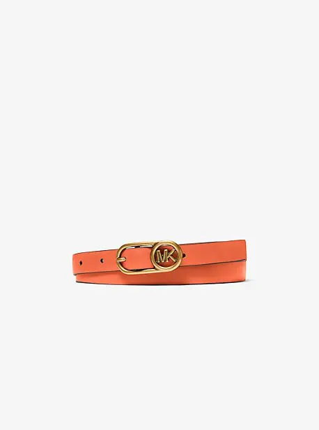 Michael Kors Logo Buckle Leather Belt - Orange