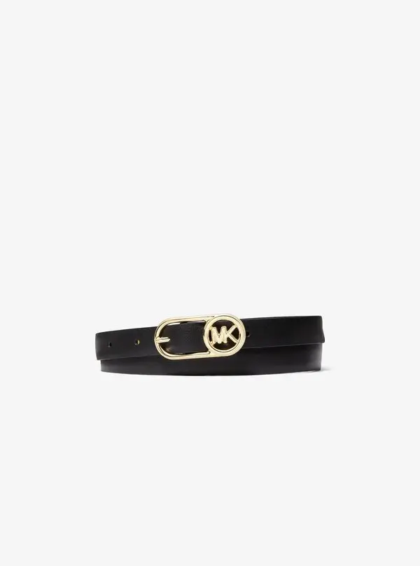 Michael Kors Logo Buckle Leather Belt - Orange
