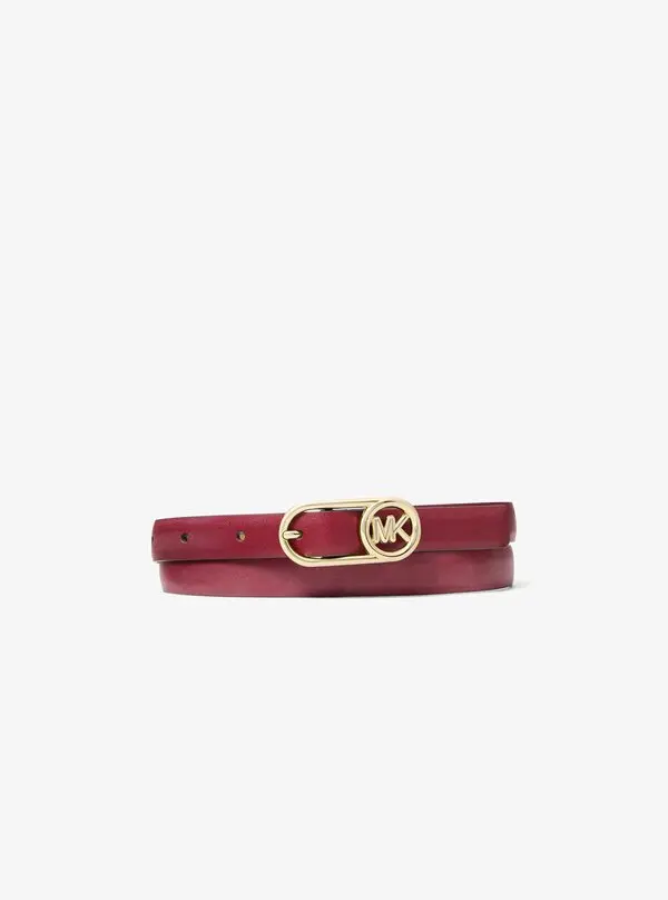 Michael Kors Logo Buckle Leather Belt - Red