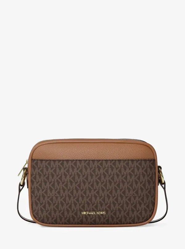 Michael Kors Large Signature Logo Camera Crossbody Bag - Brown