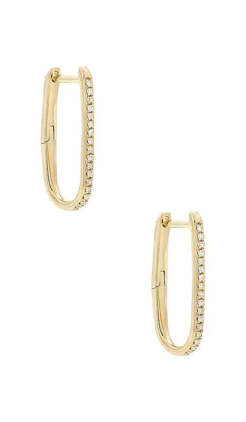 STONE AND STRAND Diamond Oval Hoop Earrings - Gold & Diamond