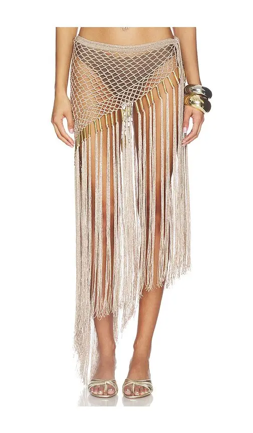 My Beachy Side Aria Hand Crochet Fringe Skirt - Bronze