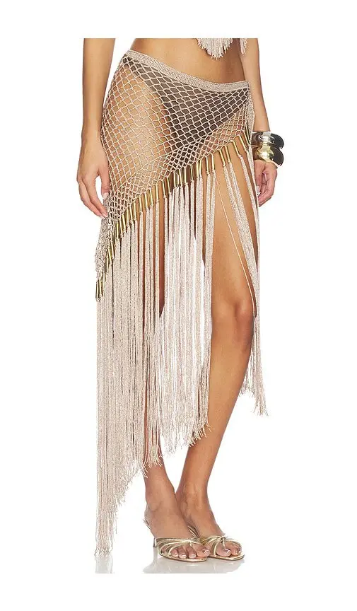 My Beachy Side Aria Hand Crochet Fringe Skirt