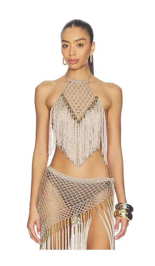 My Beachy Side Aria Hand Crochet Halter Top - Bronze