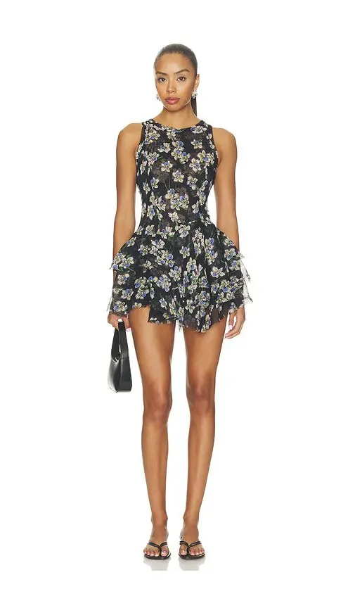 Free People Raven Printed Mini Dress In Black - Midnight Combo