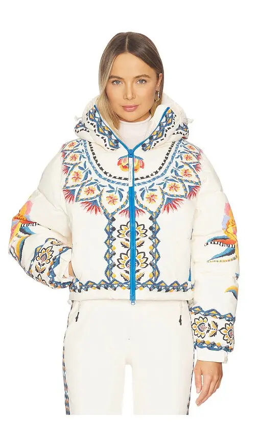 WHITESPACE X Farm Rio Cropped Puffer Jacket - Off White