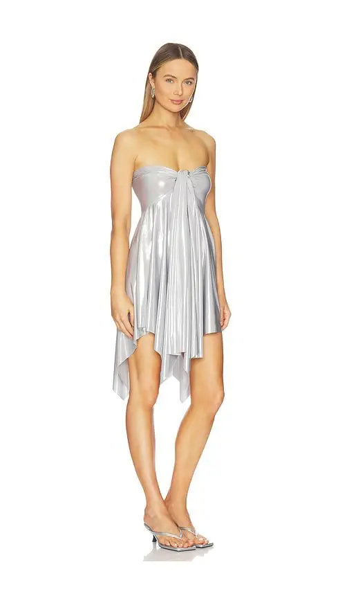Norma Kamali Metallic Strapless Convertible Dress
