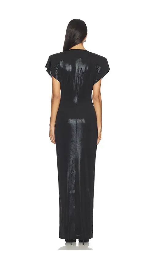 Norma Kamali Cap Sleeve Shoulder Pad Long Dress