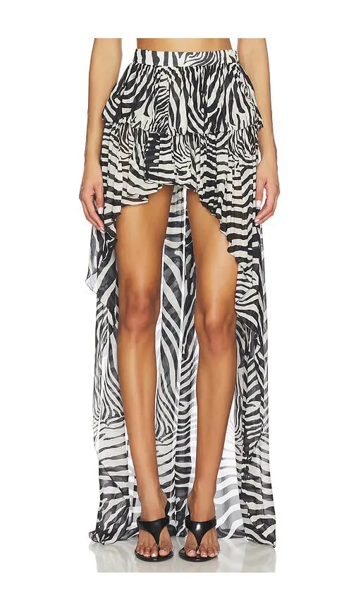 Blumarine Printed Chiffon Skirt - Natural White & Black