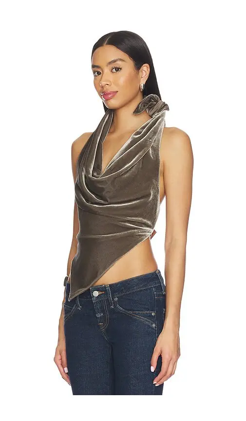Monse Velvet Leather Strap Halter Top