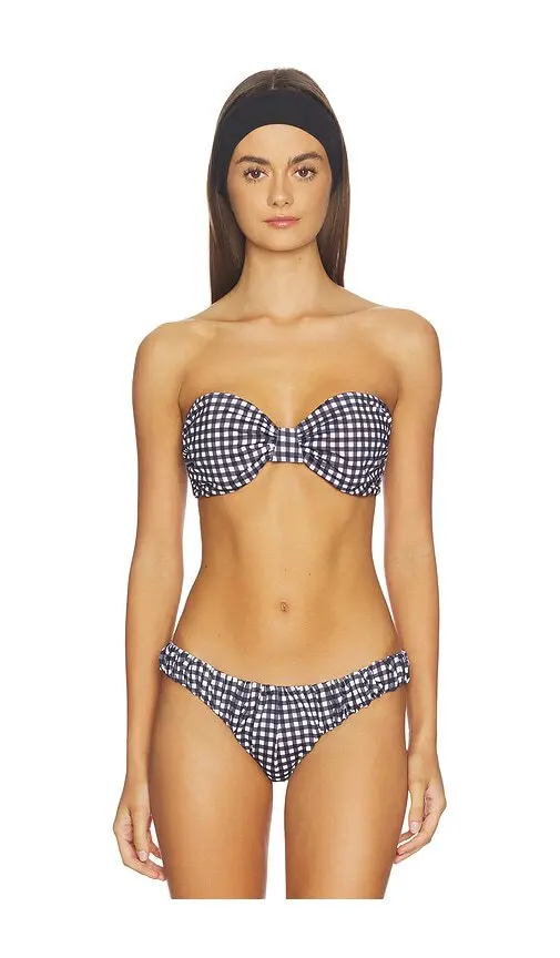 Caroline Constas Maria Bikini Top - Black & White Gingham