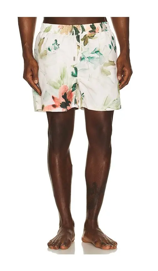 Simkhai Lowell Swim Shorts - Ivory Watercolor Floral