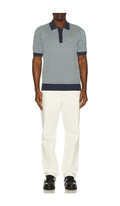Fred Perry Chequerboard Knitted Polo Shirt In Blue