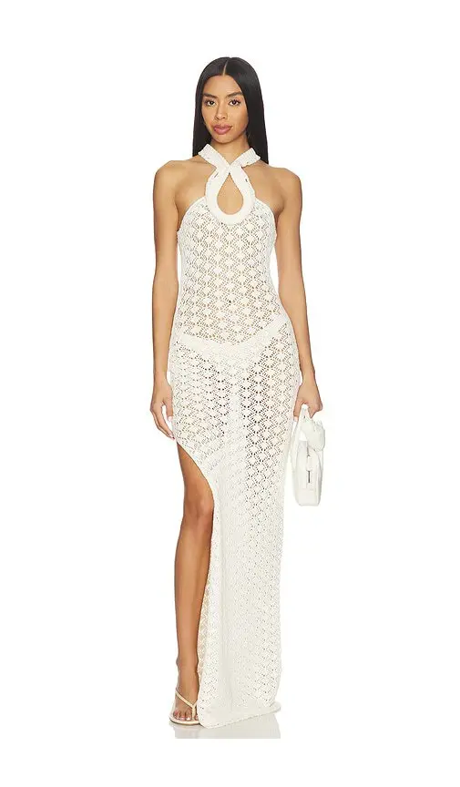 Blumarine Knit Crochet Dress - Natural White