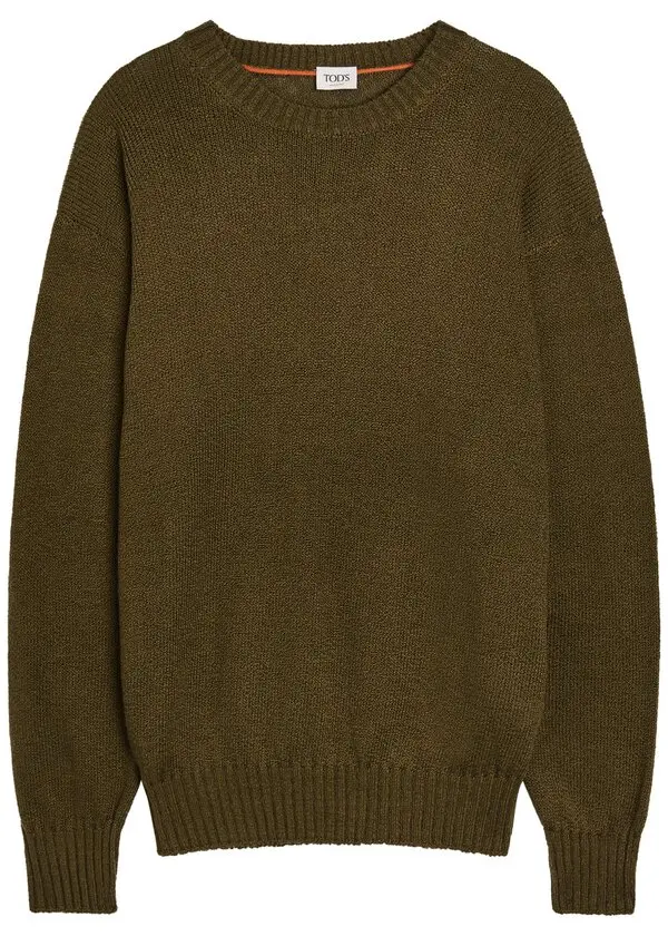 TOD'S Crew-neck Cotton-knit Jumper - Brown