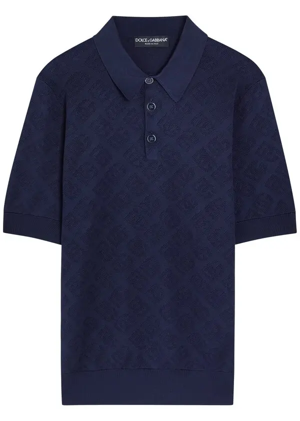 Dolce & Gabbana Logo-jacquard Silk Polo Shirt
