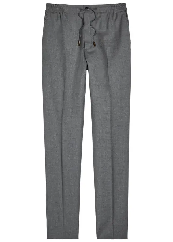 SLOWEAR Drawstring Tapered-leg Wool Trousers - Charcoal