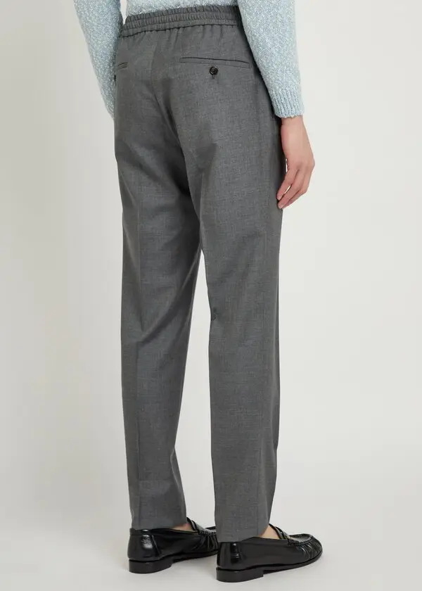 SLOWEAR Drawstring Tapered-leg Wool Trousers - Charcoal