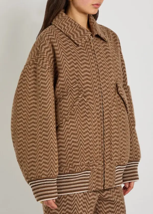 Missoni Zigzag Wool-blend Bomber Jacket - Camel