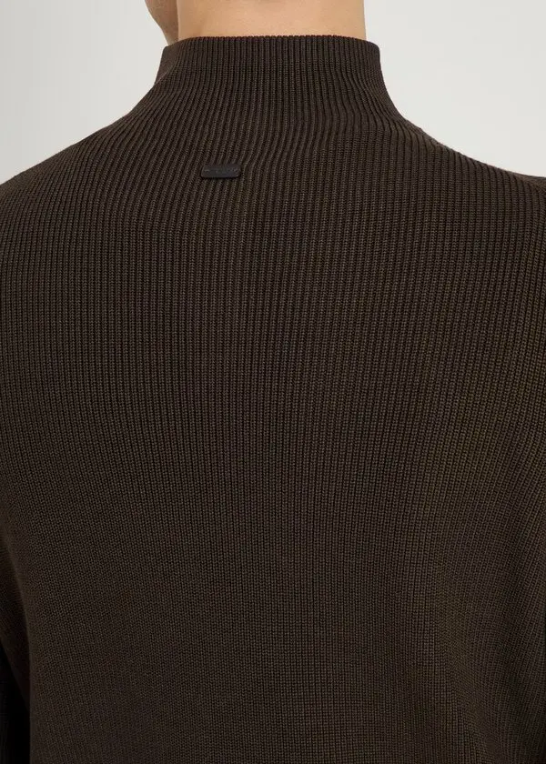 TOD'S Ribbed Half-zip Silk And Cotton-blend Jumper