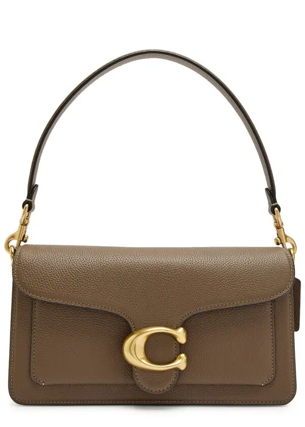 COACH Tabby 26 Grained Leather Shoulder Bag - Stone