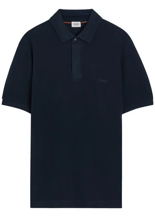 TOD'S Logo-embroidered Piqué Cotton Polo Shirt - Blue