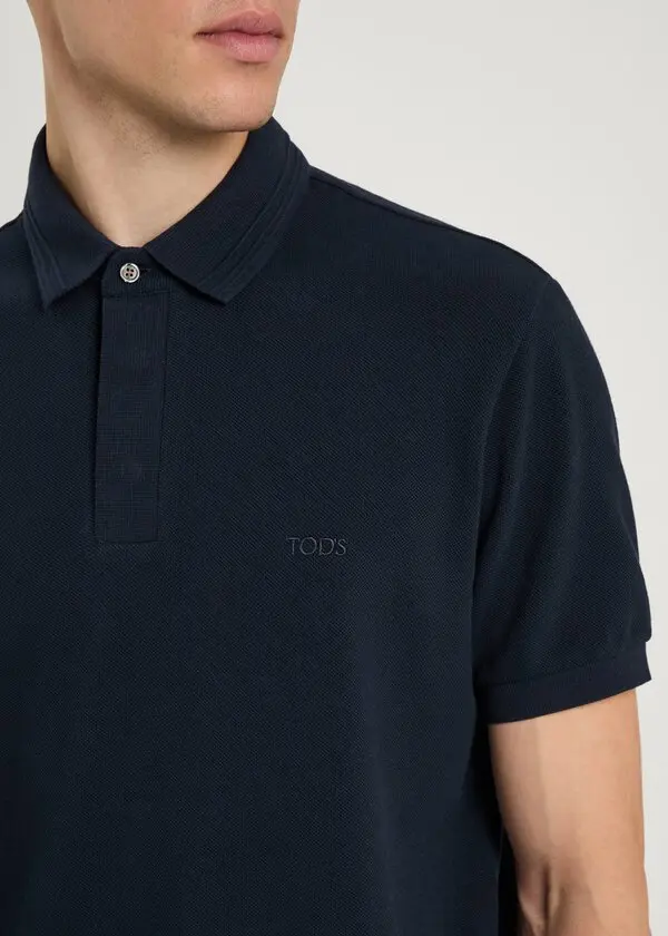 TOD'S Logo-embroidered Piqué Cotton Polo Shirt - Blue