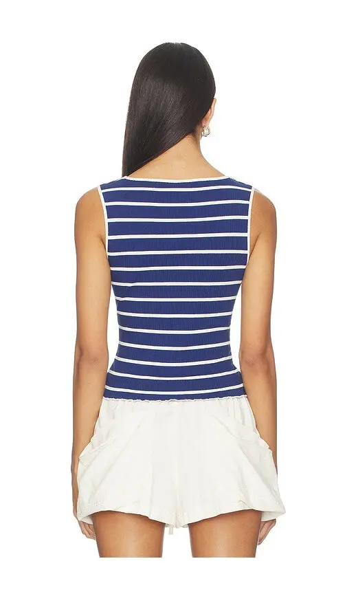 Free People Tilly Striped Ribbed Vest - Navy Combo