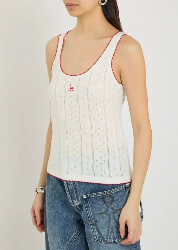B.B. WALLACE Walker Pointelle-knit Cotton Vest Top