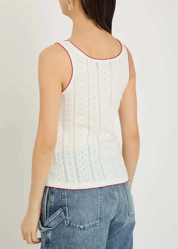 B.B. WALLACE Walker Pointelle-knit Cotton Vest Top