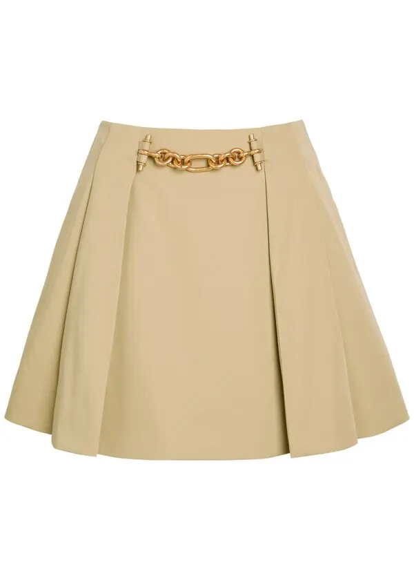 Balmain Embellished Pleated Cotton Mini Skirt