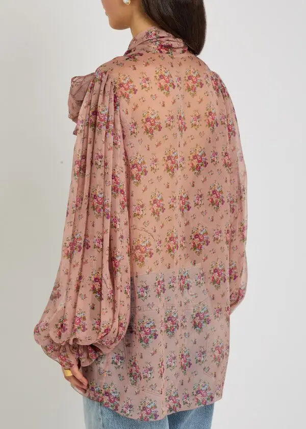 Dolce & Gabbana Floral-print Silk Blouse - Light Pink
