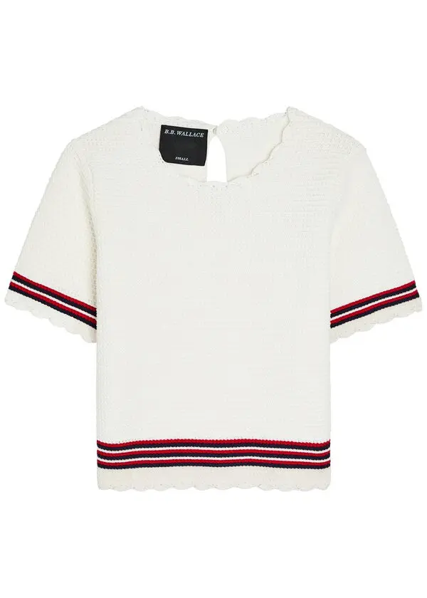 B.B. WALLACE Striped-trim Cotton-knit T-shirt