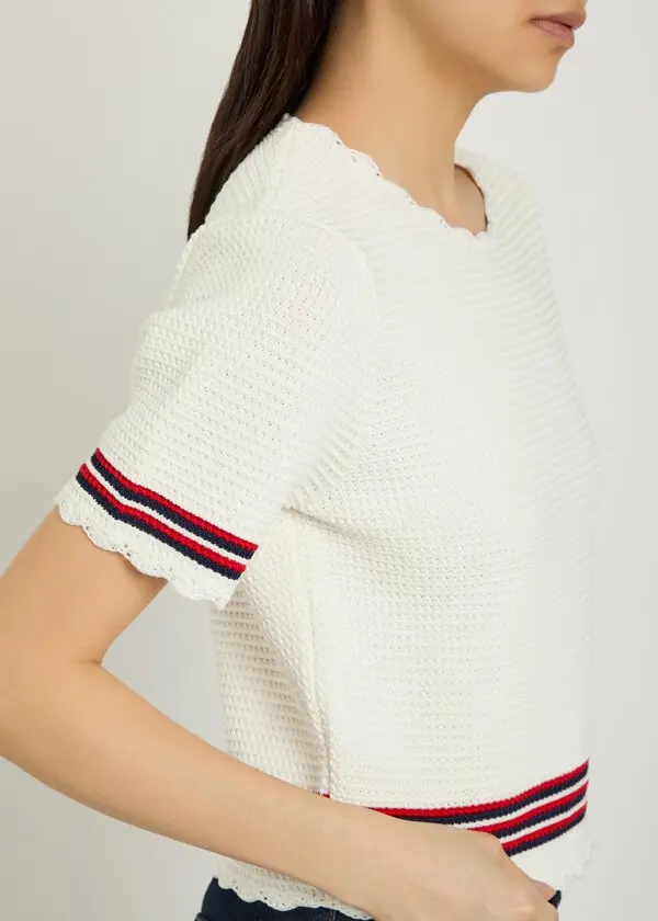 B.B. WALLACE Striped-trim Cotton-knit T-shirt