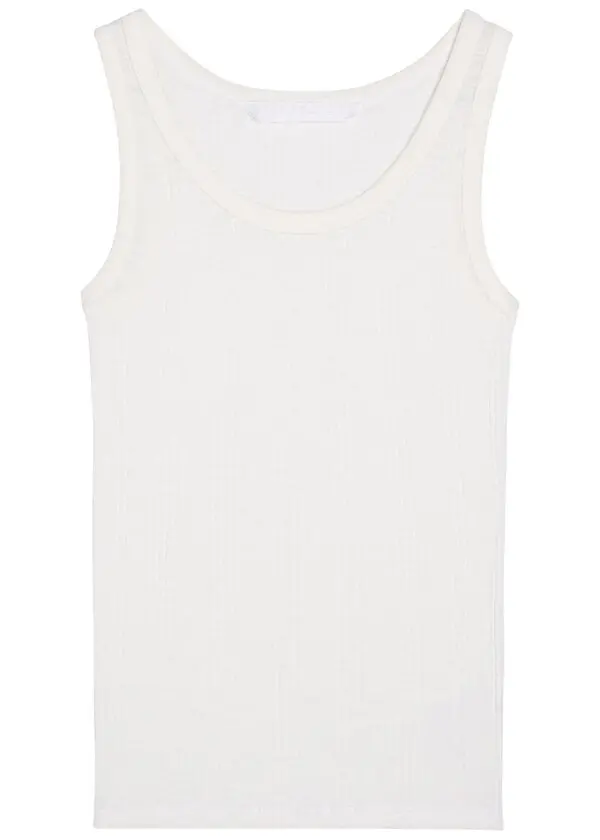 MOTHER The Runner Up Ribbed Cotton Tank - White