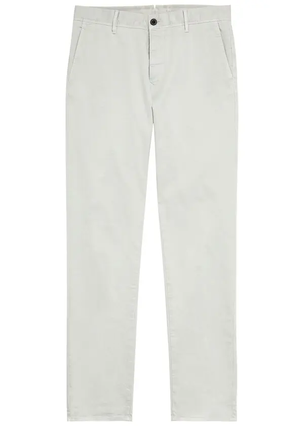 SLOWEAR Slim-leg Stretch-cotton Trousers - Light Grey