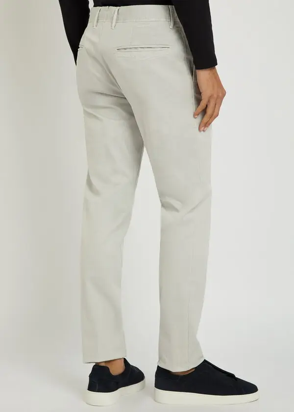 SLOWEAR Slim-leg Stretch-cotton Trousers - Light Grey